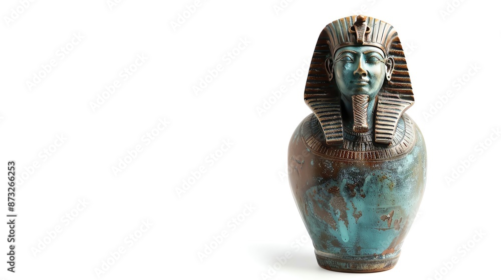 Ancient Egyptian statue artifact on white background, representing ...