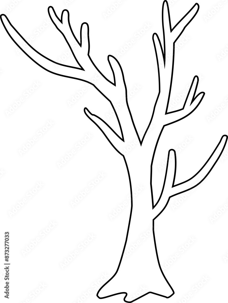 Dead tree outline vector. Dead tree coloring page svg. Stock ベクター ...