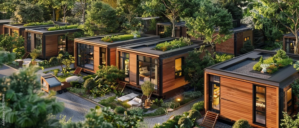 Foto de Sustainable tiny house community, shared gardens between homes ...