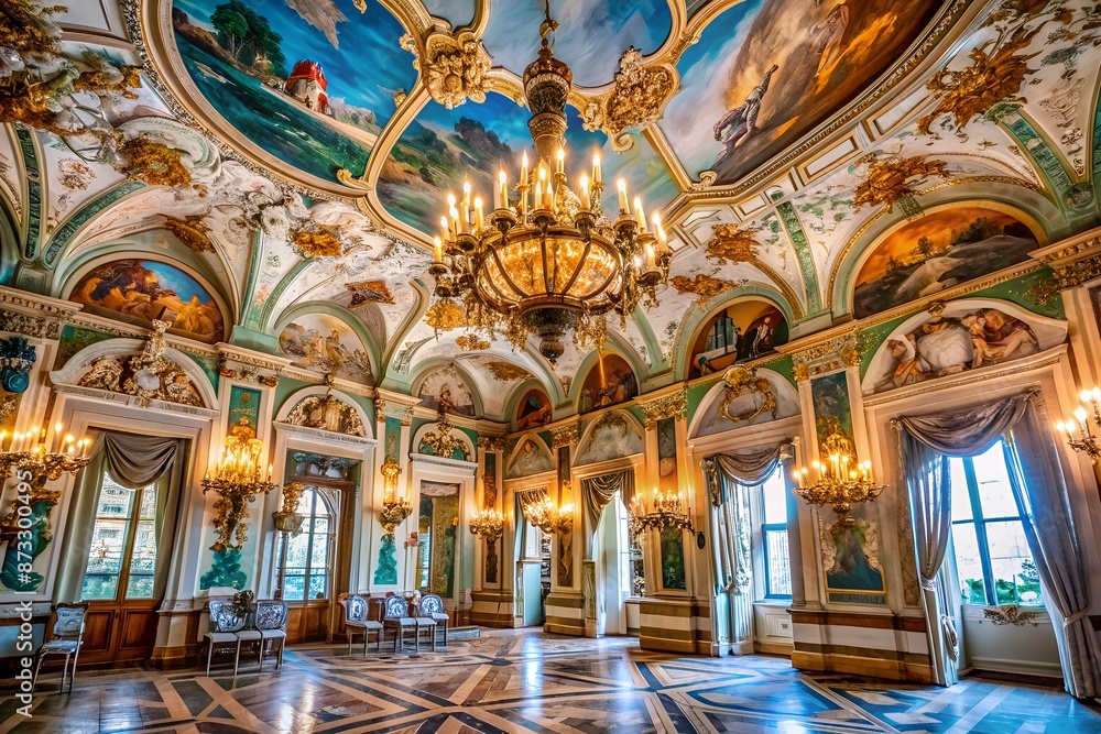 Majestic Baroque-style interior of Borromeo Palace on Isola Madre in ...