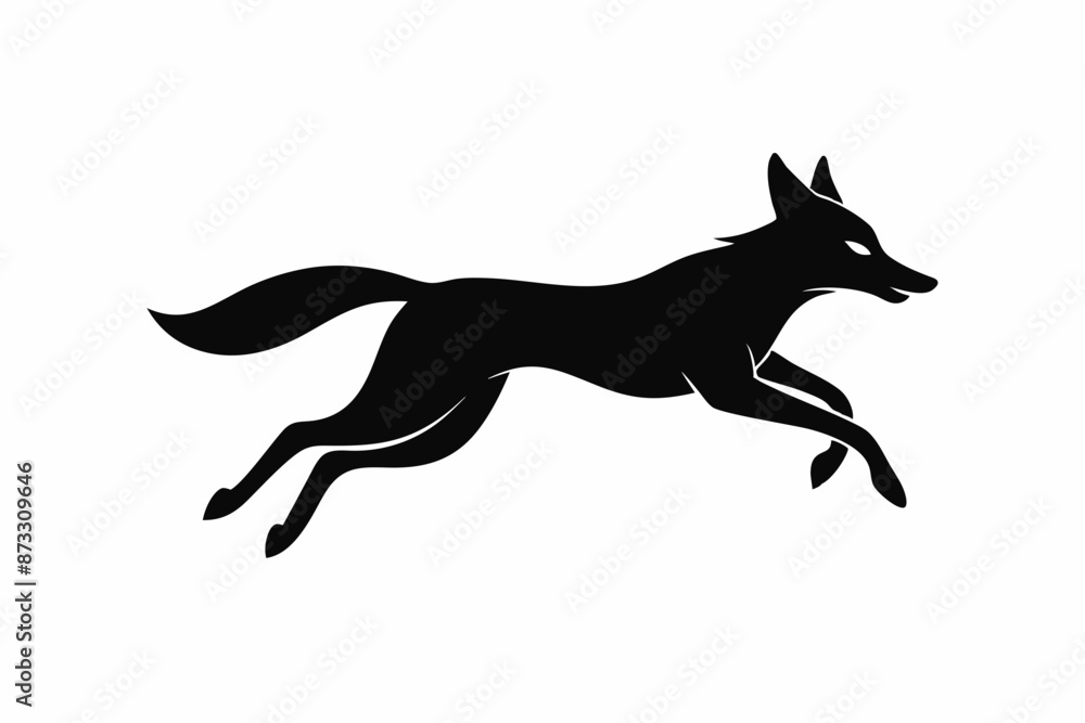 Photo & Art Print Jackal vector illustration, Jackal jumping isolated ...