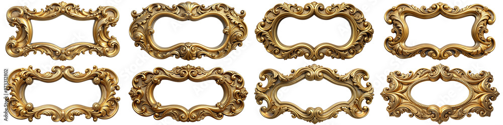 Gold baroque frame, vintage ornaments on transparent background PNG ...