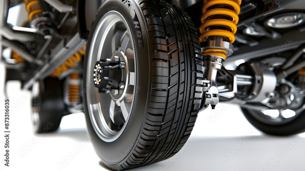 closeup of the cars suspension system highlighting its ability to ...