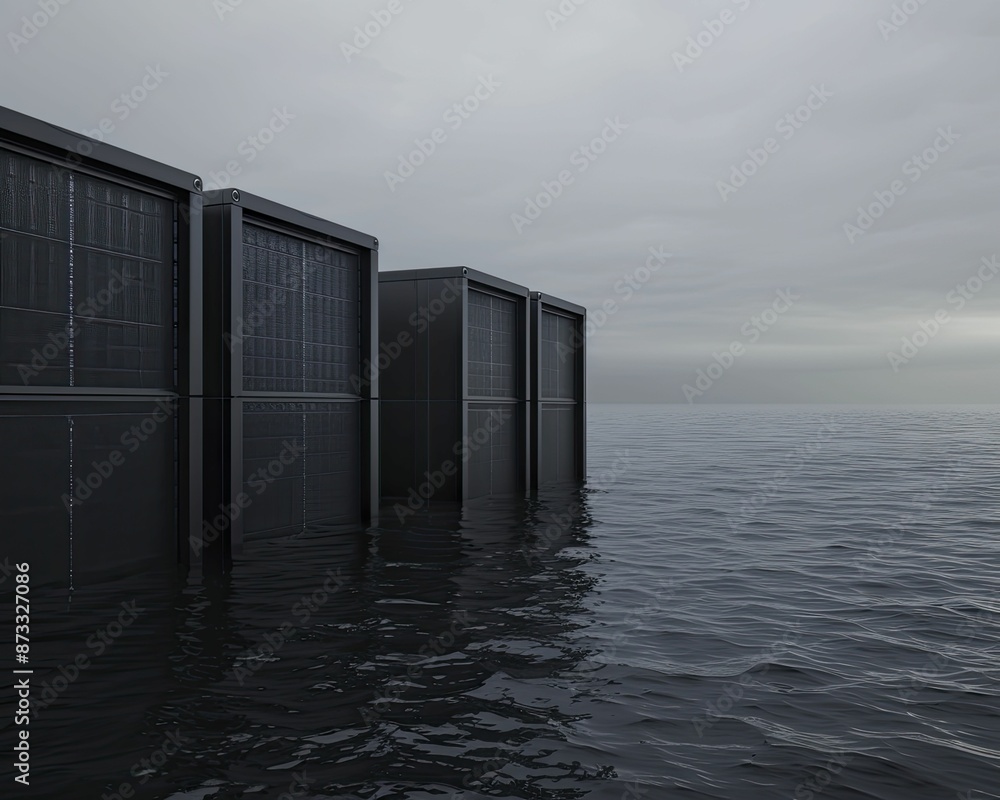 Floating data centers, showcasing the innovative design of data centers ...