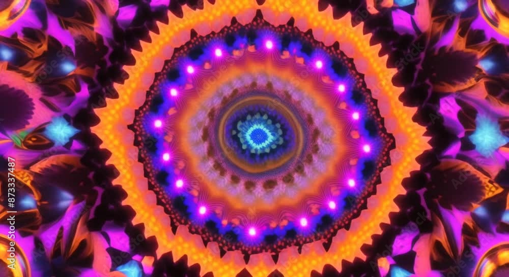 3D kaleidoscope mandala abstract background of trippy art psychedelic ...