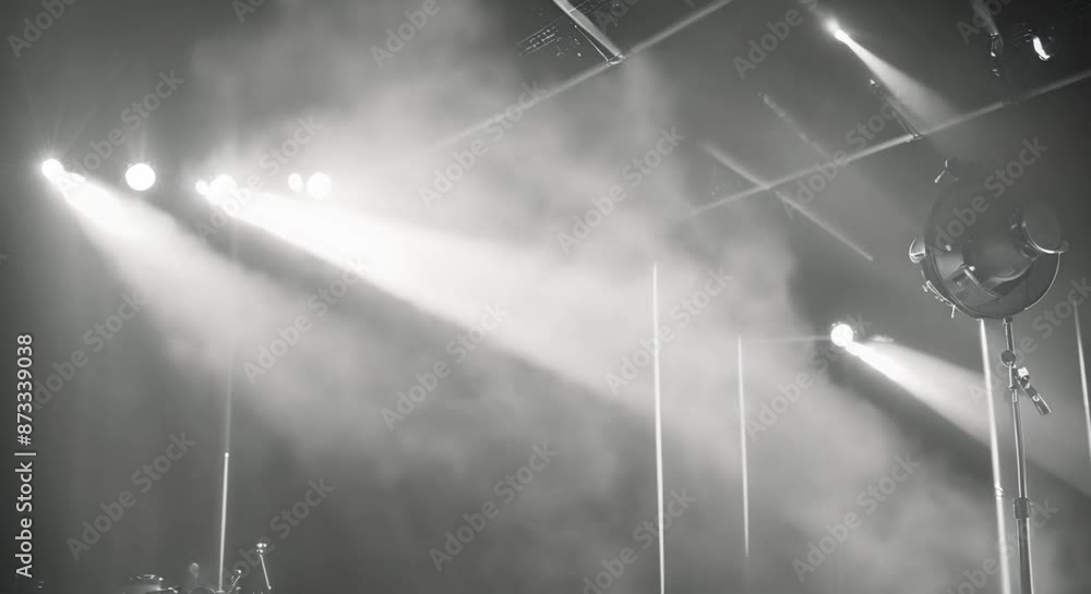 Stage light and smoke on stage with spotlights black and white Stage ...
