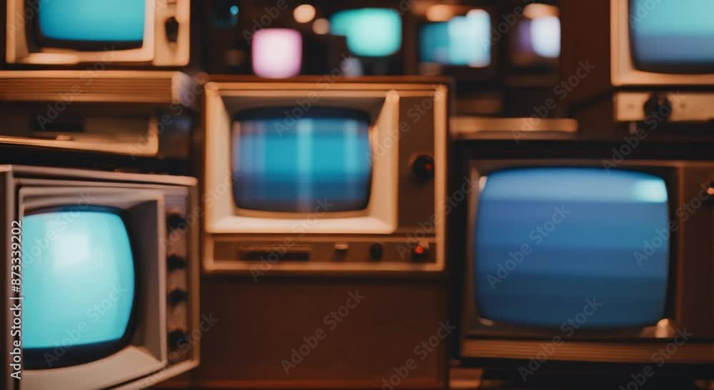 Vintage television screens flickering Close Up Footage of a Retro TV ...