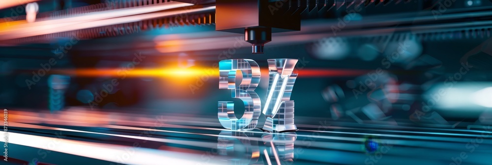 3D Printed Company Logo Emerging from Printer with Tech-Inspired ...