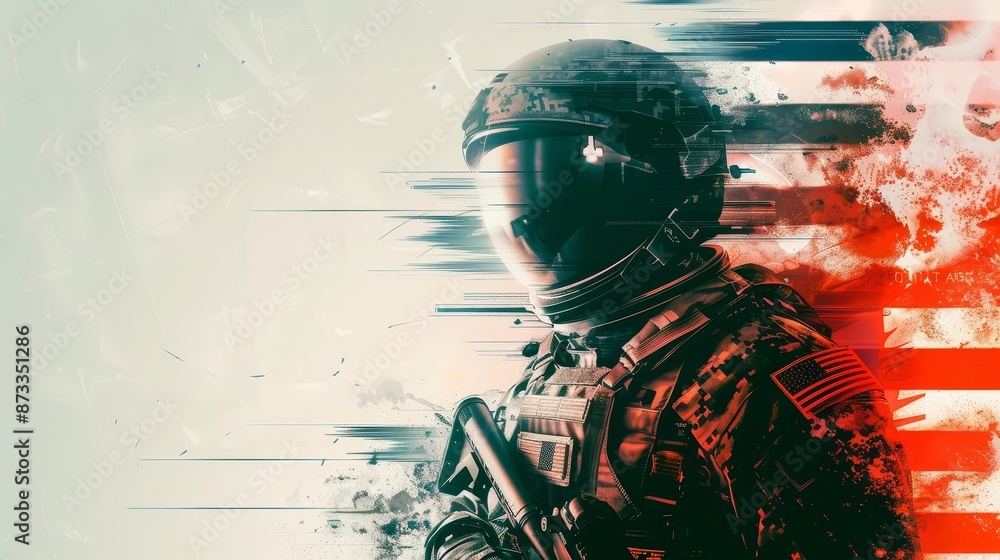 Powerful and dynamic double exposure artwork depicting an Intrepid ...