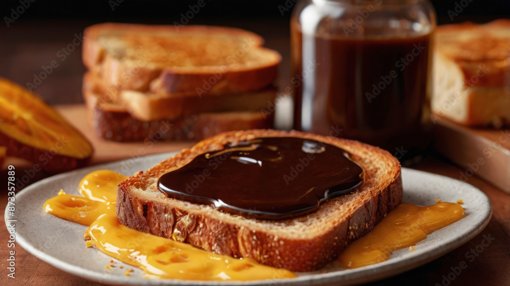 Vegemite. It is a thick, dark brown Australian food. Vegemite on toast ...
