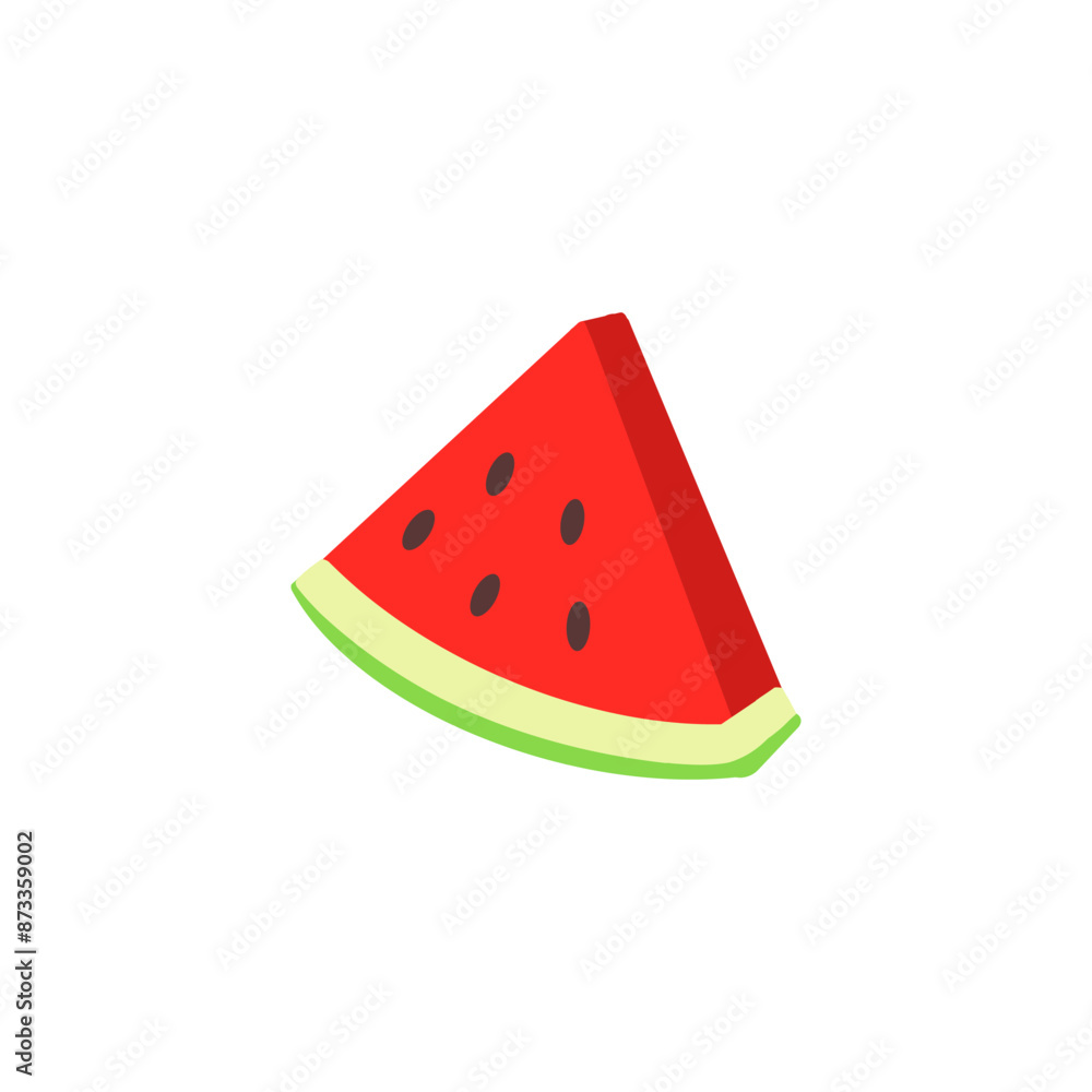 Watermelon on white background, vector illustration. Triangle-shaped ...