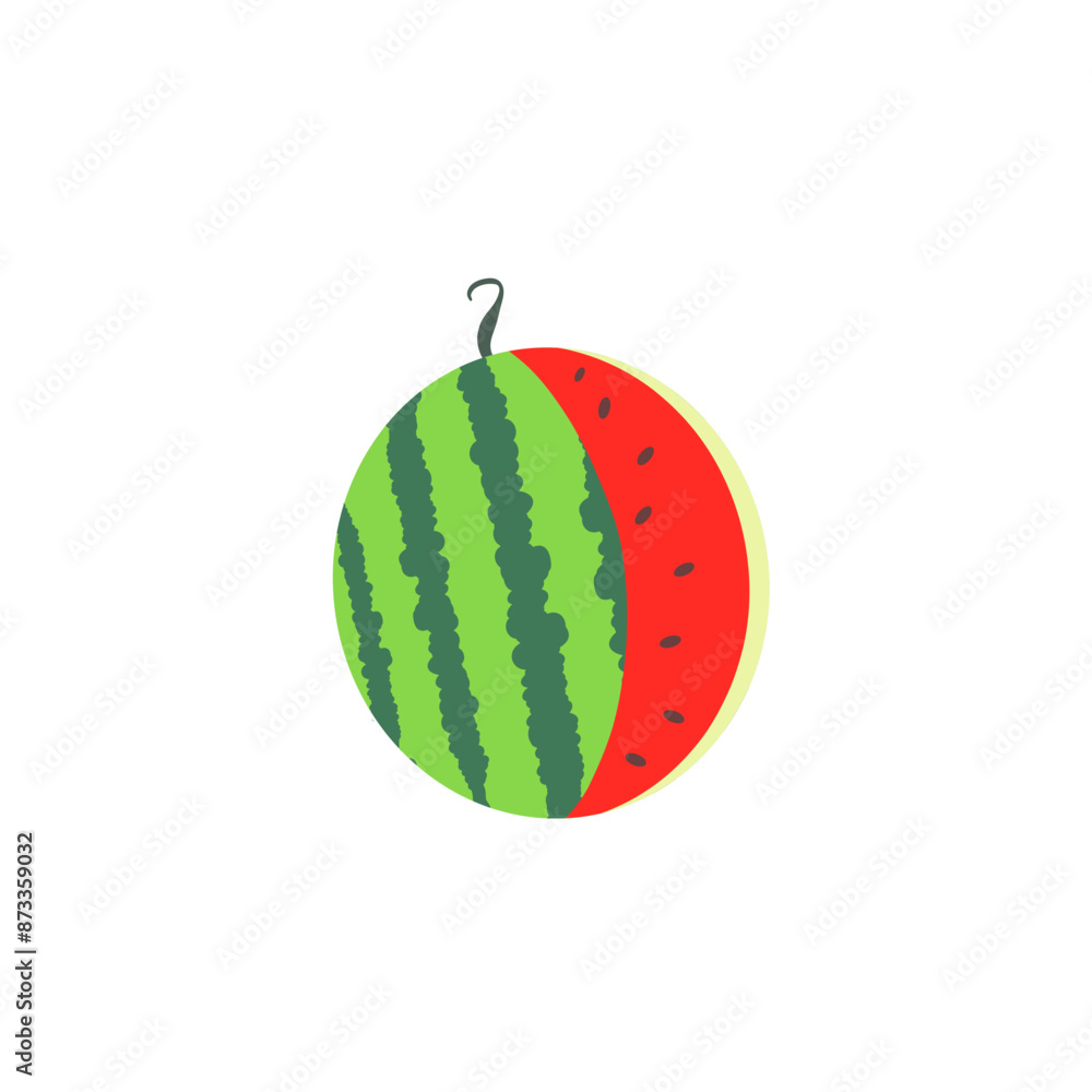 Watermelon on white background, vector illustration. Triangle-shaped ...