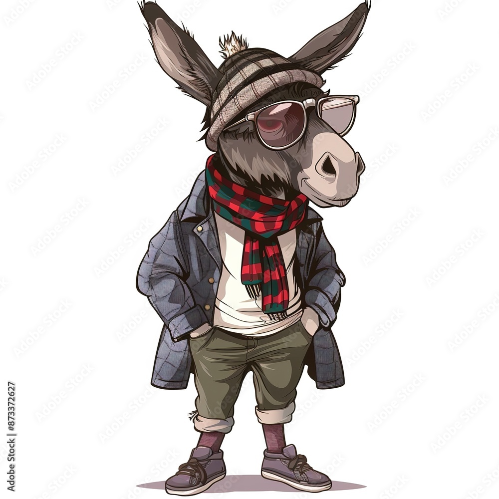 Donkey Preppy fashion cartoon isolated whitebackground Stock ...
