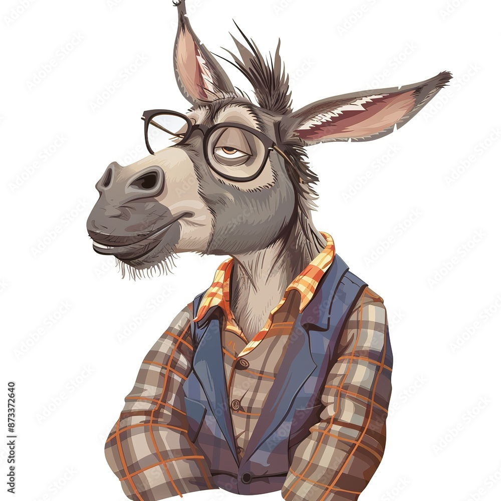 Donkey Preppy fashion cartoon isolated whitebackground Stock ...
