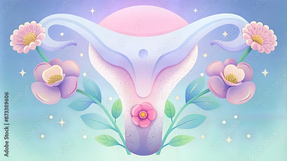 Female abstract uterus structure with flowers. Female reproductive ...