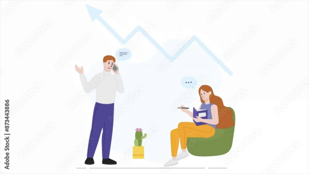 Remote Work Collaboration: A 4K Animated Illustration Depicting ...