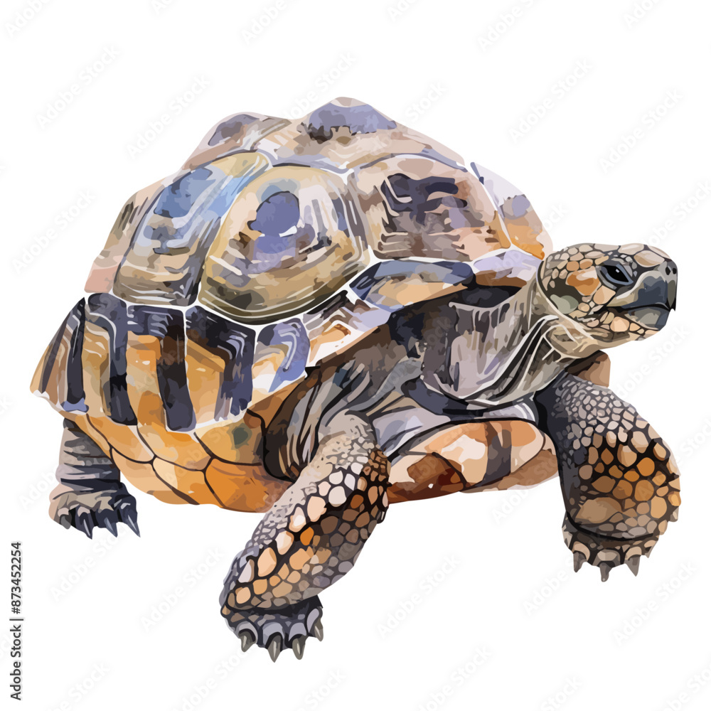 Watercolor painting of a Tortoise, isolated on a white background ...