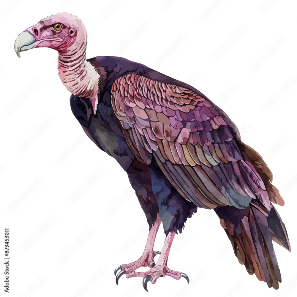 Watercolor vector of a Vulture, isolated on a white background, design ...