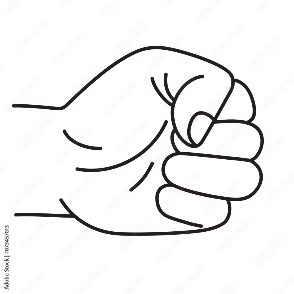 Vertical hand punch line art vector illustration, fist punch hand ...