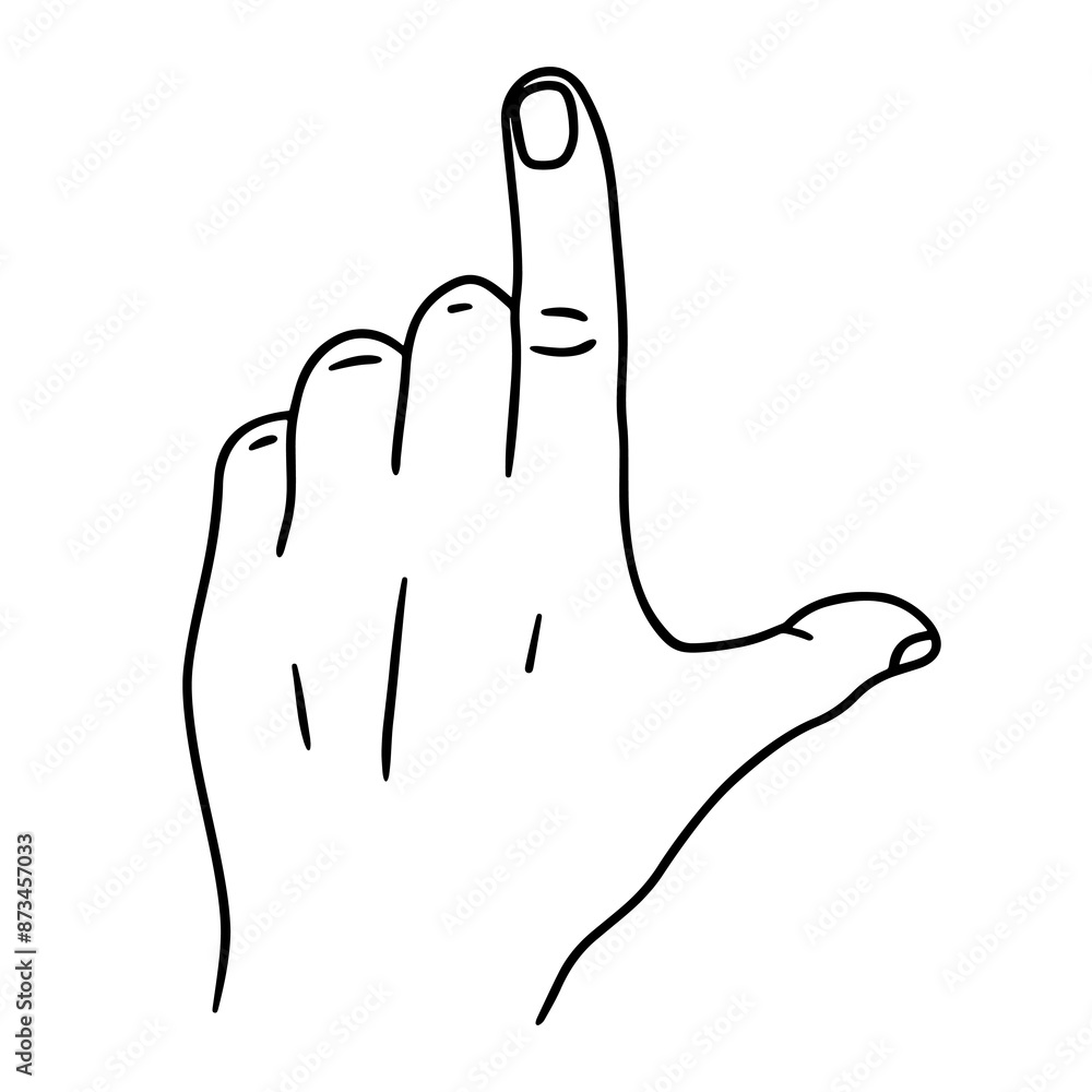 Loser hand sign line drawing vector image, letter L hand gesture, line ...