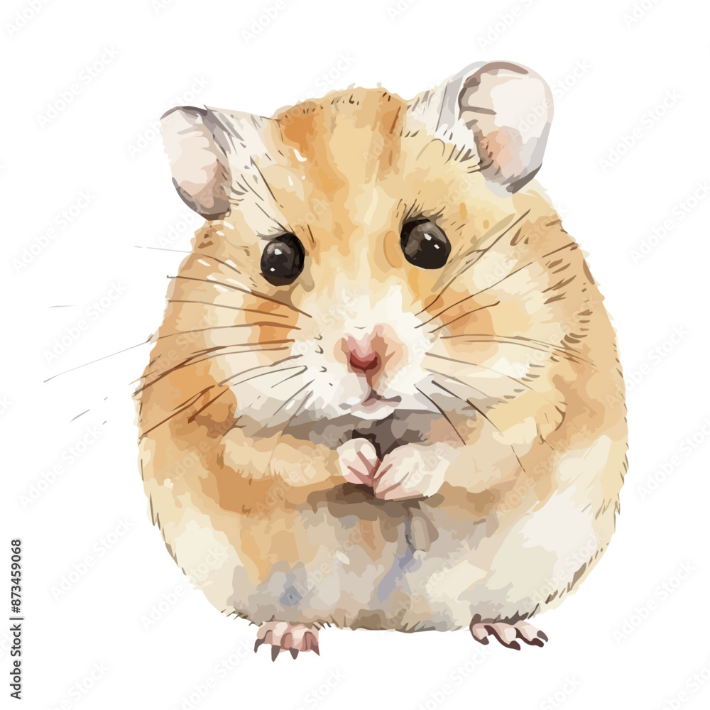 Watercolor vector of a hamster, isolated on a white background, clipart ...