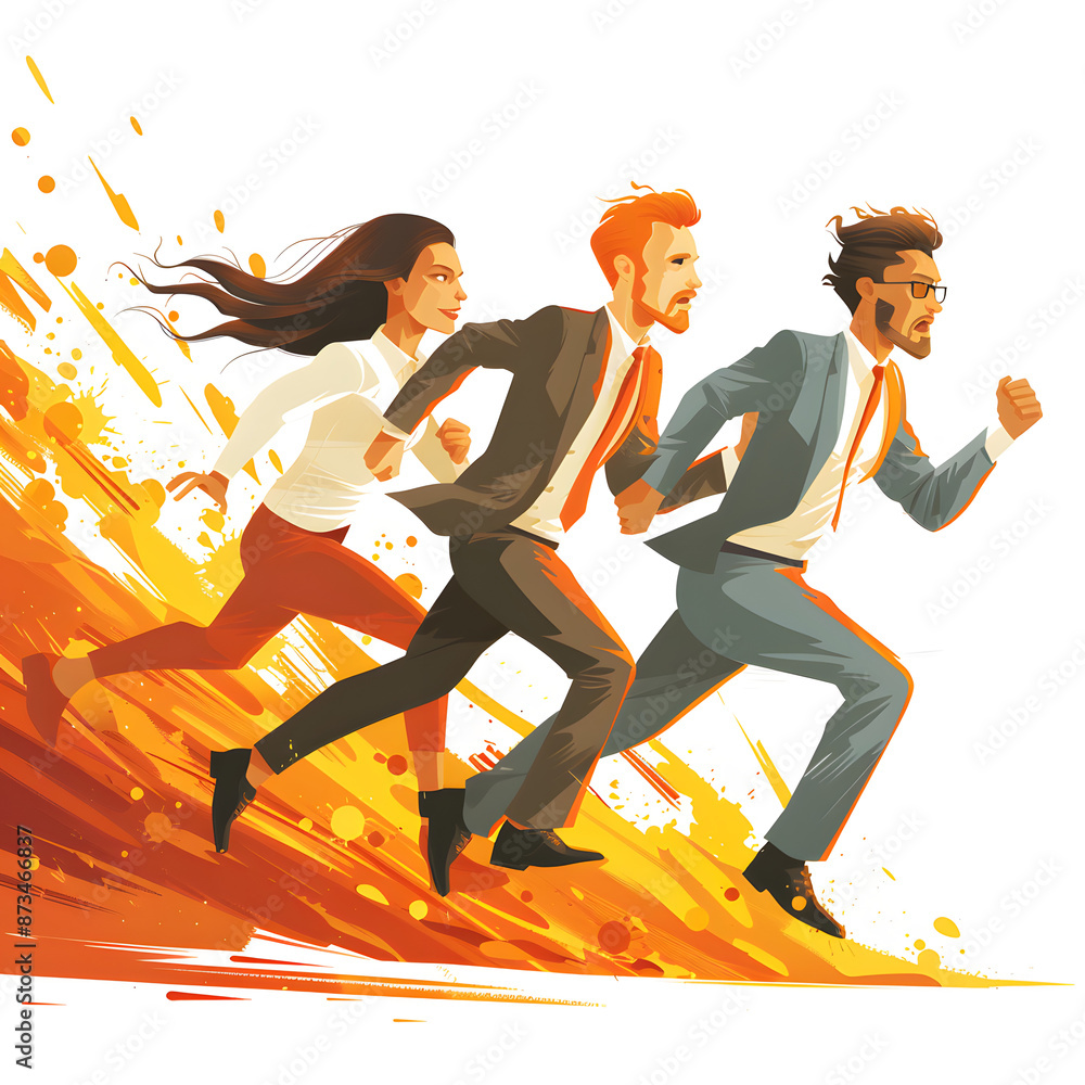 high powered speed scene, businessmen and businesswomen showcase an ...