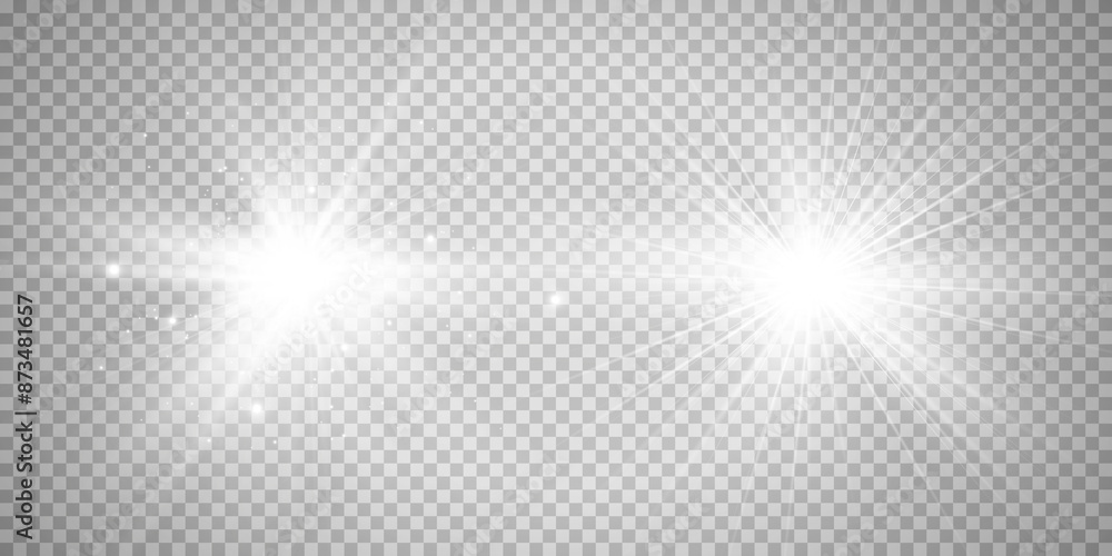 Light effect set. Glow isolated white transparent light effect set ...