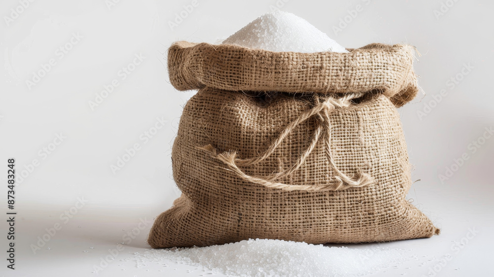 Sack of Sugar: A large sack filled with granulated sugar, typically ...