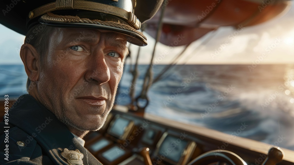 The picture of the military working as the marine captain for sailing ...