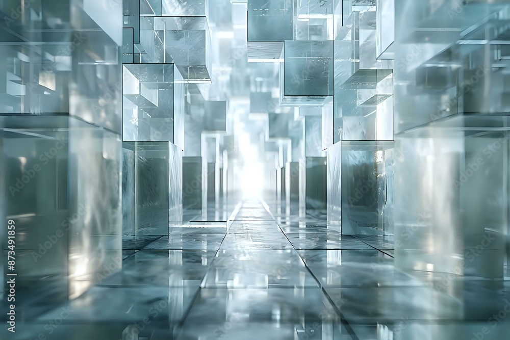 Futuristic architectural scene featuring an intricate maze of ...