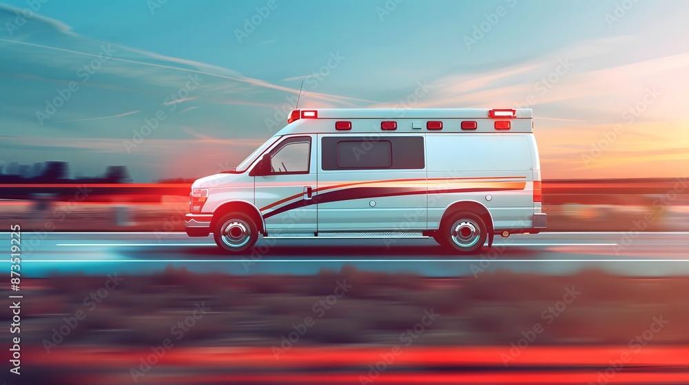 quick response medical ambulance vehicle or truck speeding on the way ...