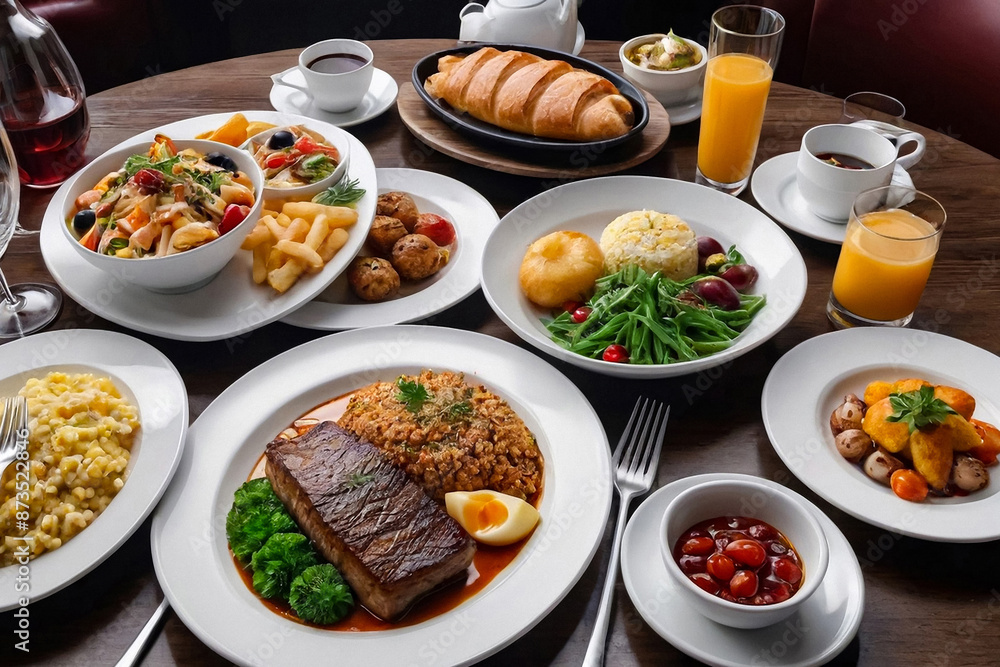 Comprehensive lunch european eating in restaurant, which includes ...