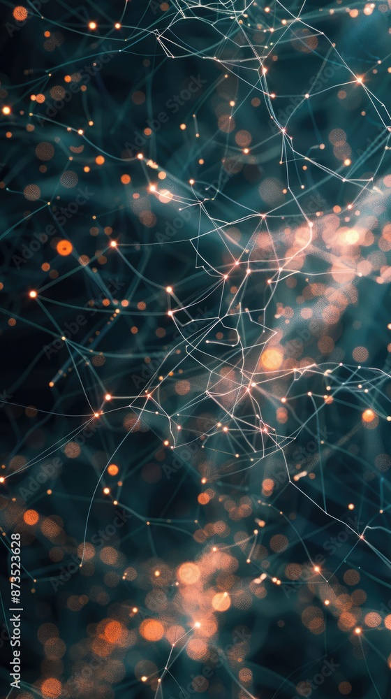 Bright data lines flowing through interconnected neural networks ...