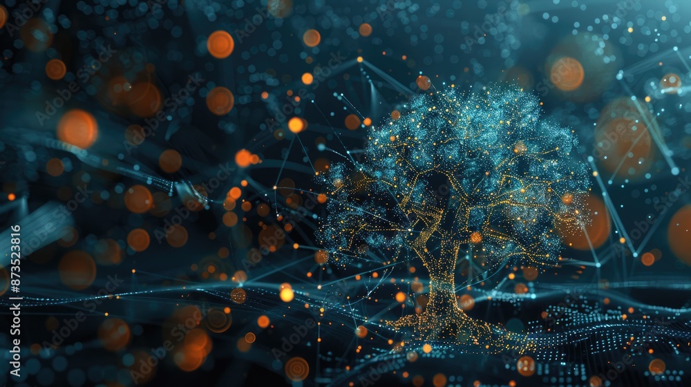 AI-driven insights illustrated by a tree of knowledge, with branches ...