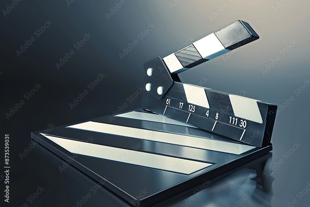 A 3D, animated film clapper icon for a movie-making tutorial blog Stock ...
