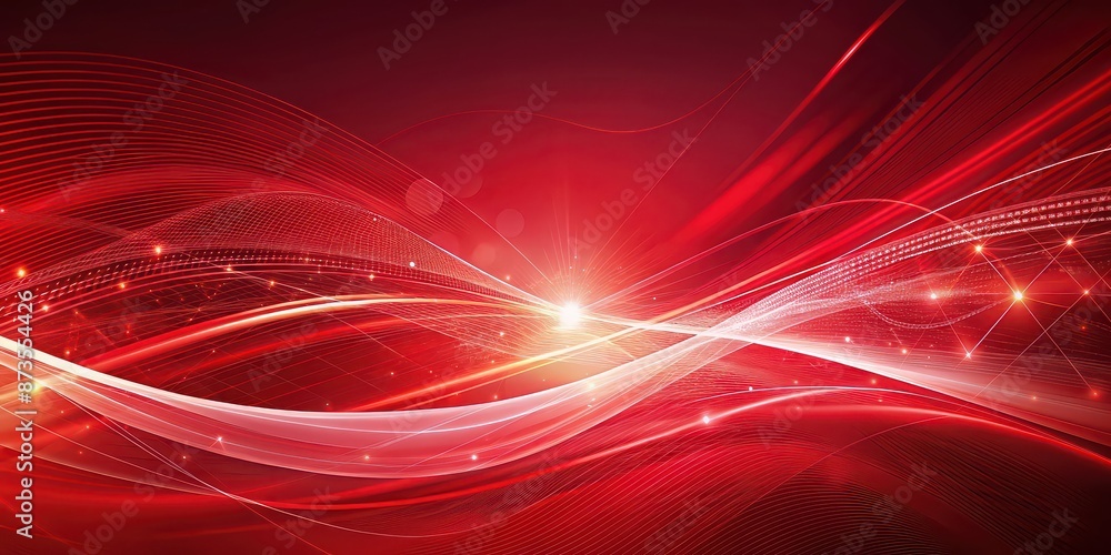 Abstract red technology background with dynamic lines and shapes ...