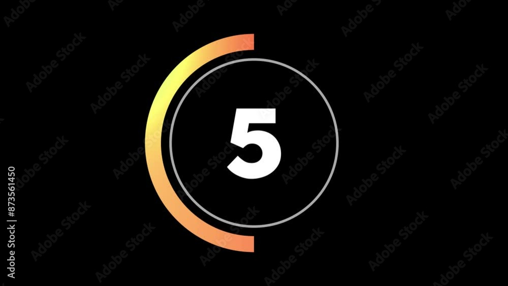 Double Circle 10 Seconds Minimalist Countdown Timer. Orange Gradient on ...