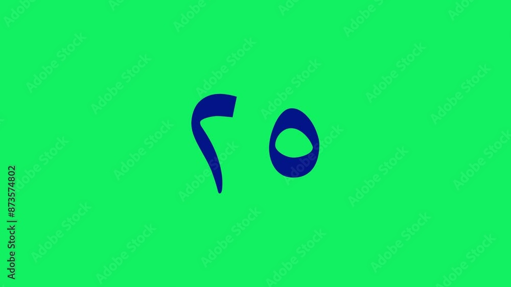 Simple 30 seconds navy Eastern Arabic numerals countdown timer on green ...