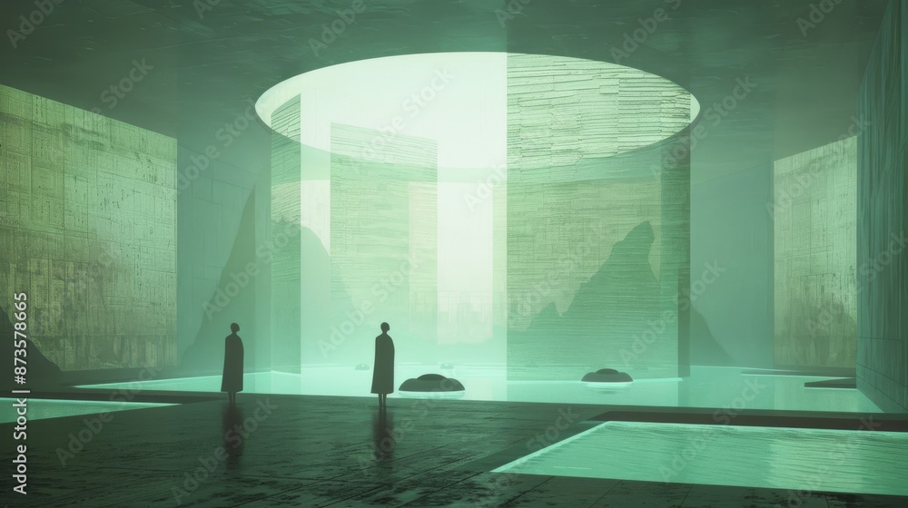 A futuristic temple where ancient traditions meet advanced technology ...
