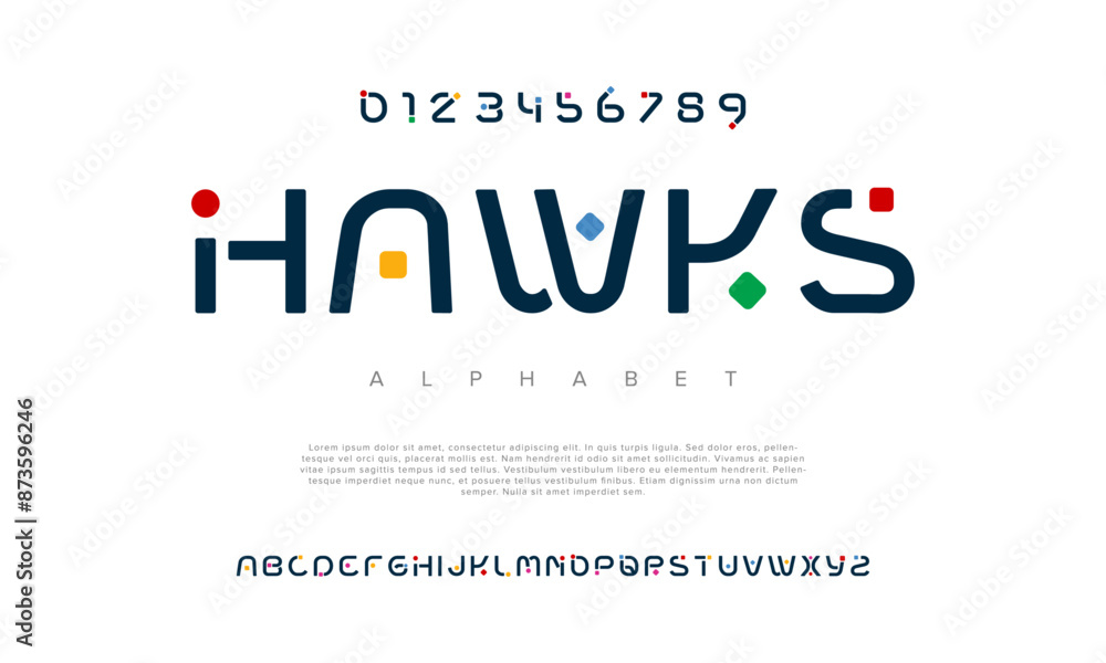 Hawks creative geometric modern urban alphabet font. Digital abstract ...
