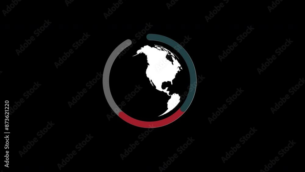 loading globe hud Planet earth map icon concept animation with alpha ...