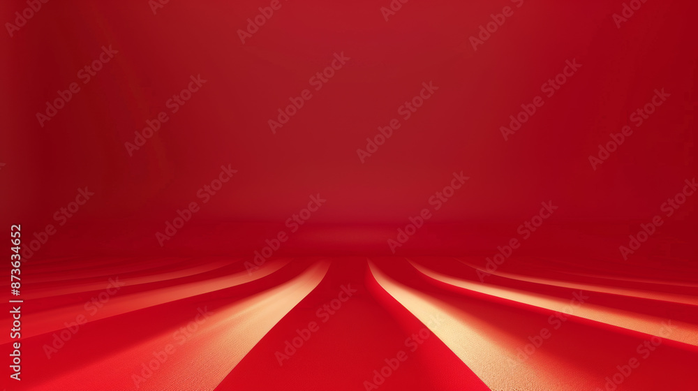 Reddish background with rays shining from bottom to top, a red fabric ...
