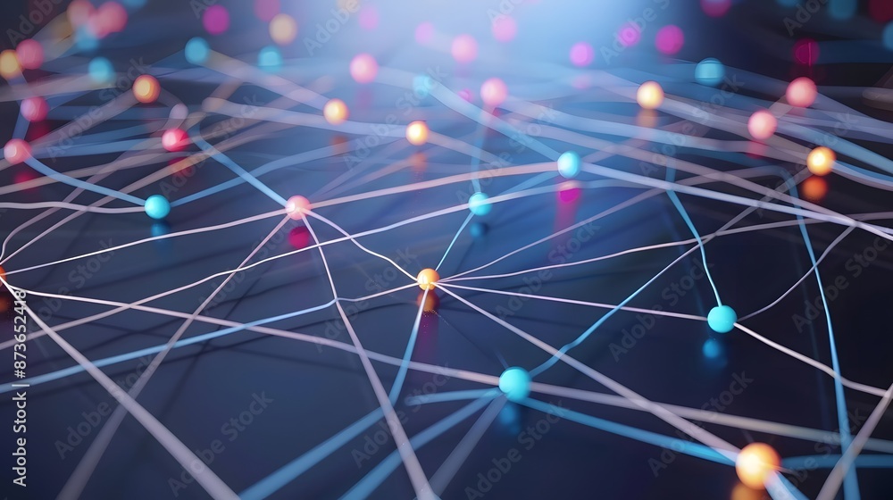Interconnected network diagrams with elements and lines, representing ...