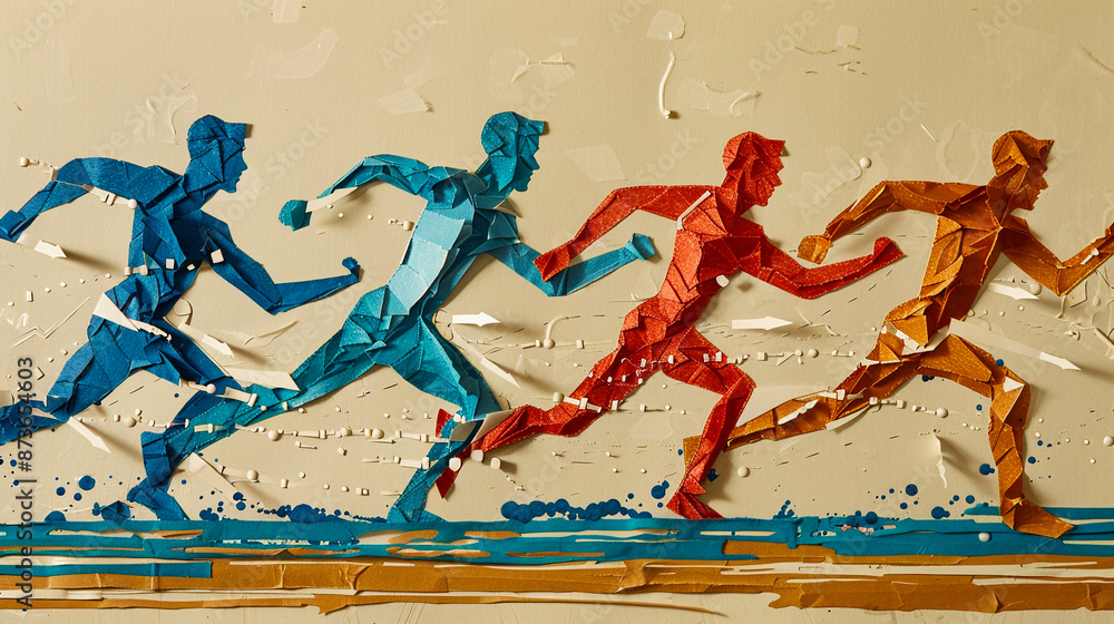 Dynamic running paper dolls of track and field athletes. Stock ...