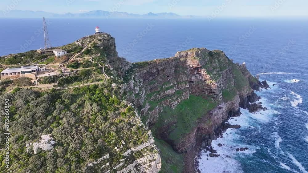 Cape Point Lighthouse At Cape Town In South Africa. Table Mountain ...