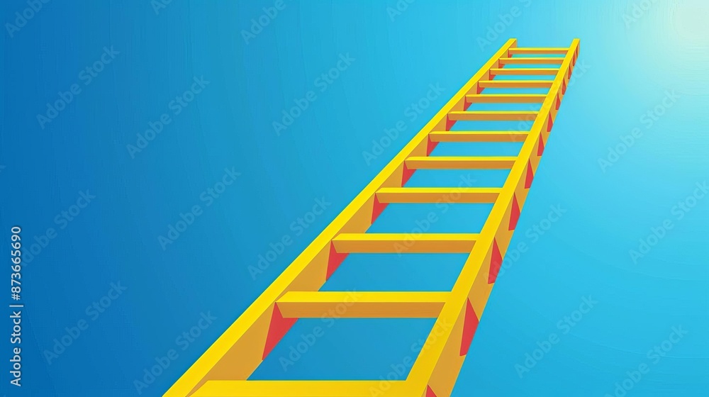 Career ladder flat design front view success theme cartoon drawing ...