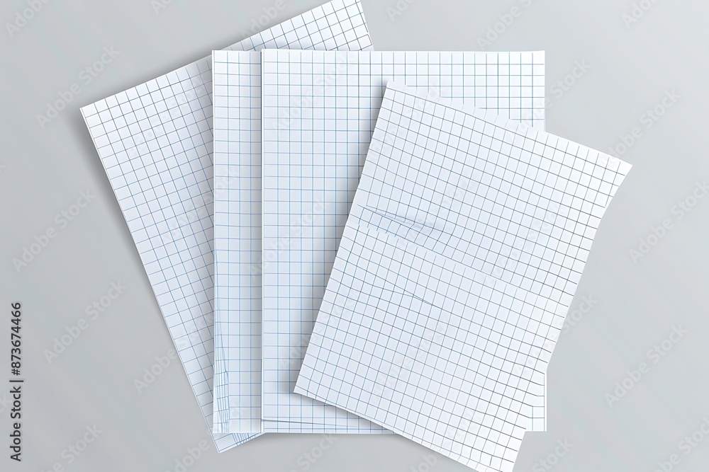 HD vector illustration of square lined paper blank sheets set, with ...