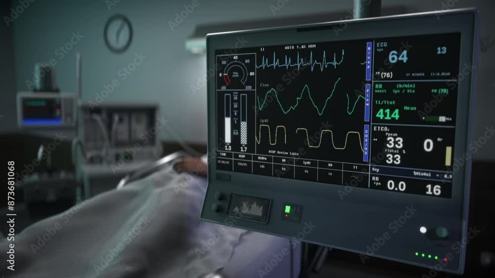Electronic Machine At Clinic Conducts Test Of Lungs Ventilation ...