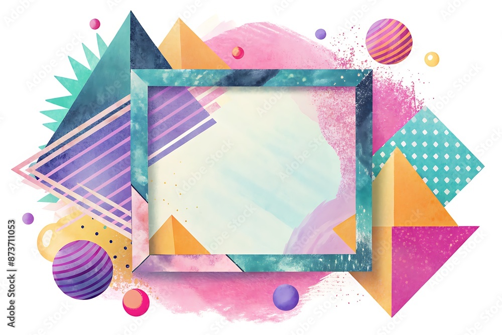 Vibrant retro aesthetic frame surrounded by nostalgic 90s waves ...