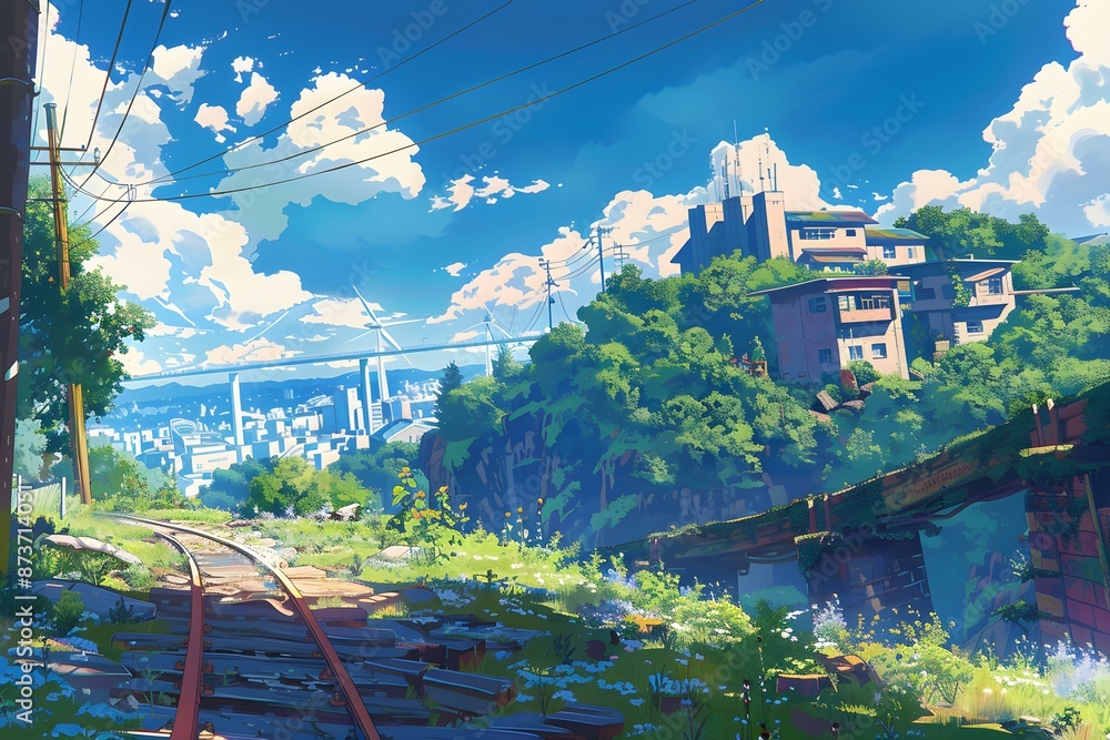Beautiful scenery from a beautiful anime movie art style Stock ...